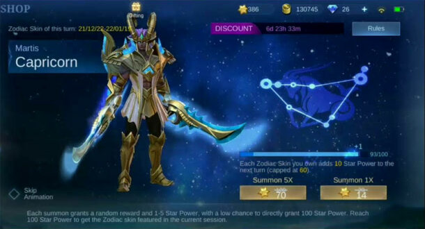 Ordering a set of Zodiac Mobile Legends Skins Here!
