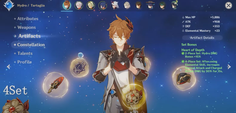 Best Genshin Impact Characters to Artifacts Heart of Depth Set!