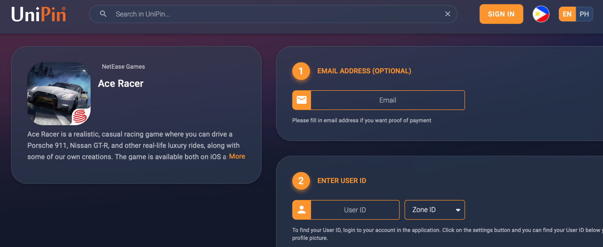 ⁠How to Top Up Ace Racer Mobile Game with UniPin