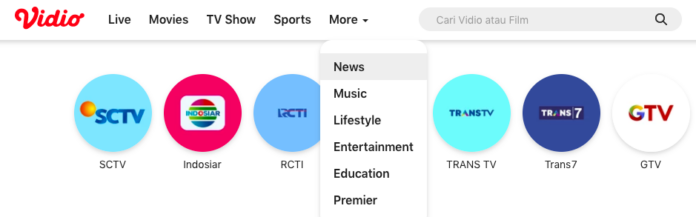 Mengenal Aplikasi Vidio, Streaming Acara TV, Film, dan Series