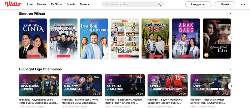 Mengenal Aplikasi Vidio, Streaming Acara TV, Film, dan Series