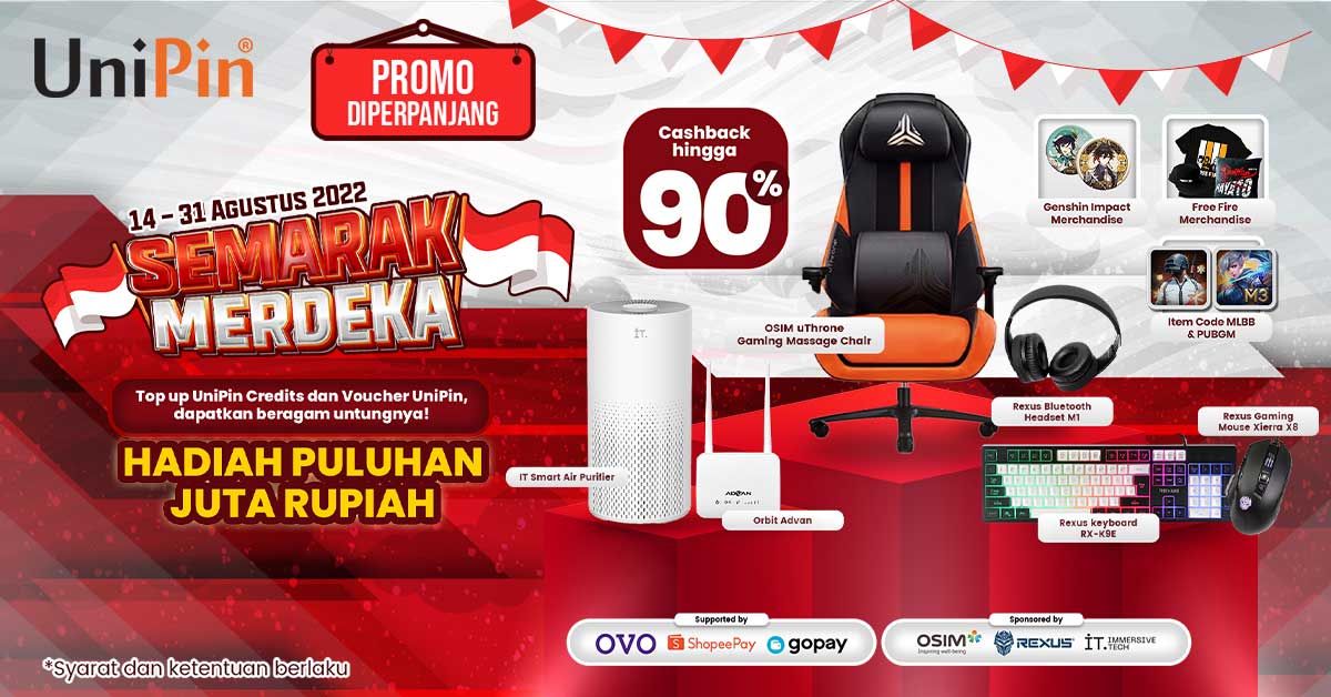 SEMARAK MERDEKA! Dapatkan Beragam Untung dan Hadiah Berlimpah di UniPin ... SEMARAK MERDEKA! Dapatkan Beragam Untung dan Hadiah Berlimpah di UniPin ...