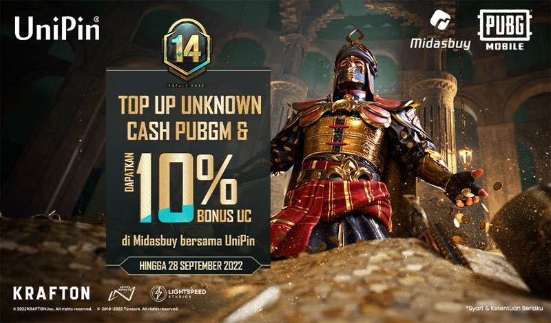 [Midasbuy – PUBGM] September-Bonus hingga 10% Unknown Cash! - UniPin