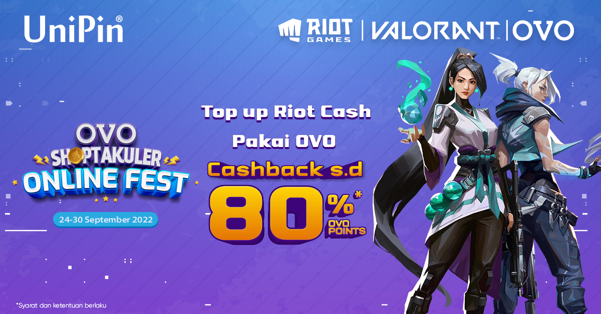 PROMO SEPT – Top up Diamonds Riot Cash Cashback 80% OVO Points! - UniPin