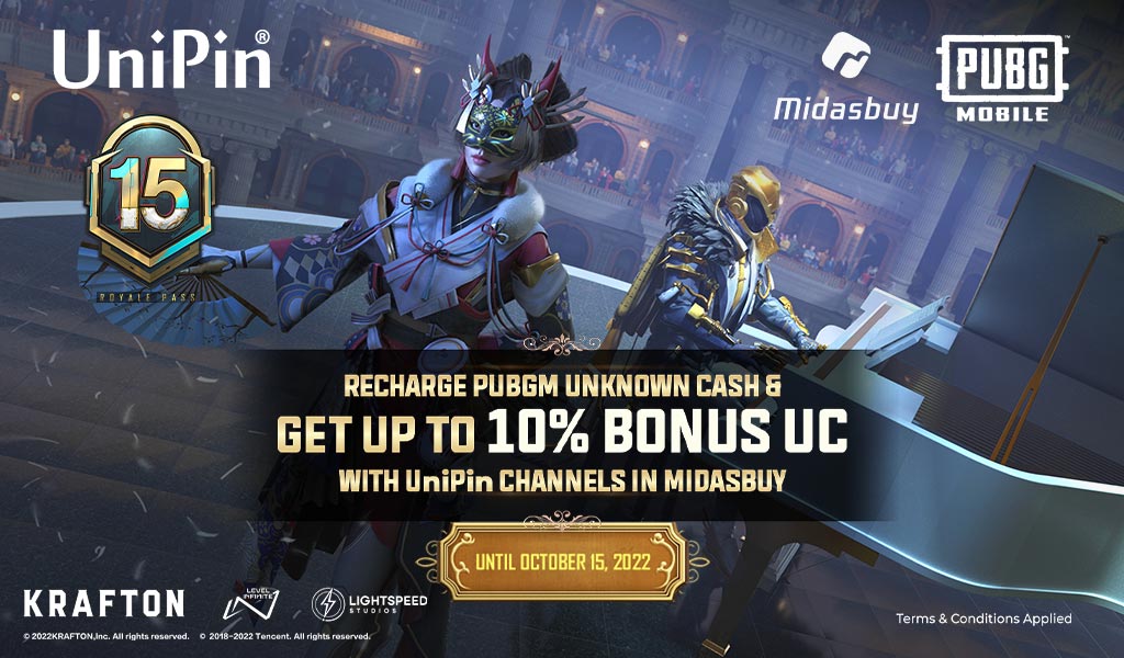 [Midasbuy – PUBGM] Oktober Bonus hingga 10% Unknown Cash! - UniPin