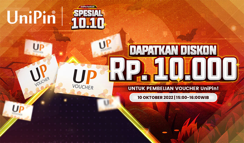 Dapatkan Diskon Rp10.000 untuk pembelian Voucher UniPin!