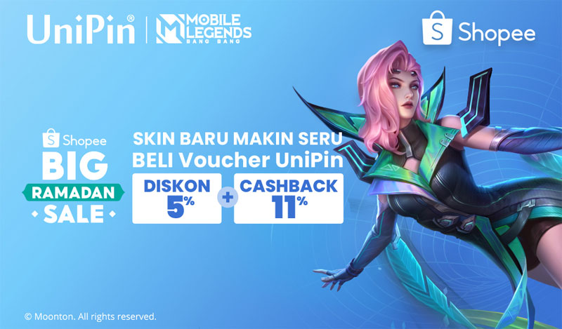 Diskon 5% dan Cashback 11% Voucher UniPin Big Ramadan Sale