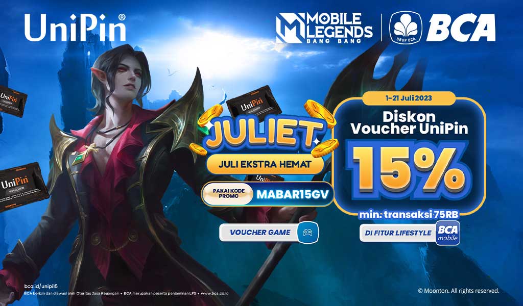 Diskon Hingga 15RB Voucher UniPin dan Voucher Games Pakai BCA - UniPin