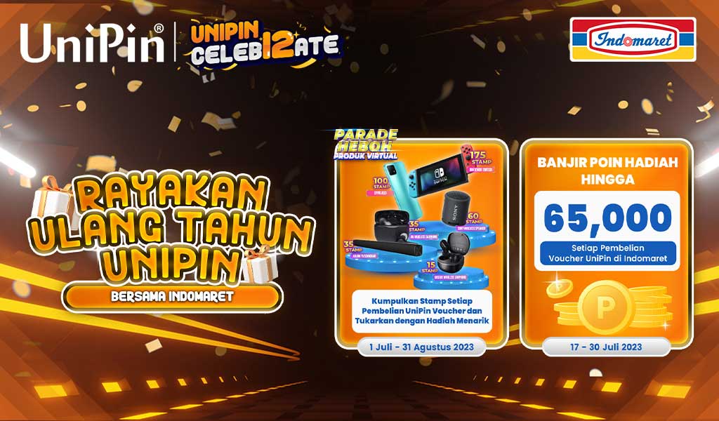 #UniPinCeleb12ate X Indomaret - Menangkan Ribuan Hadiah + Bonus Poin 65,000 - UniPin