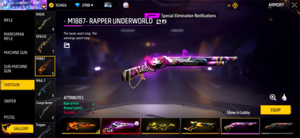 Macam-macam Skin Shotgun M1887 Free Fire (FF) Terbaik