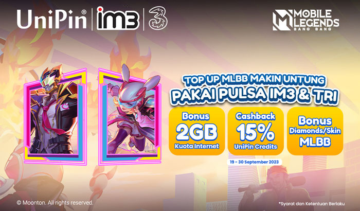 Top up MLBB via Pulsa Im3-Tri Dapat Banyak Bonus