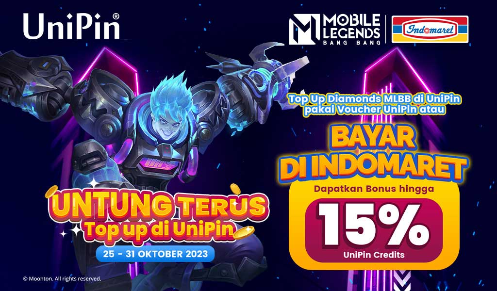 Bonus HINGGA 15% Untuk Top Up Diamonds MLBB Pake Voucher UniPin atau Bayar di Indomaret - UniPin