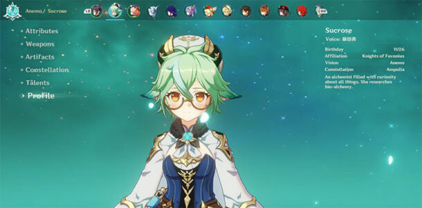 Build Sucrose Genshin Impact Terbaik untuk Pemula