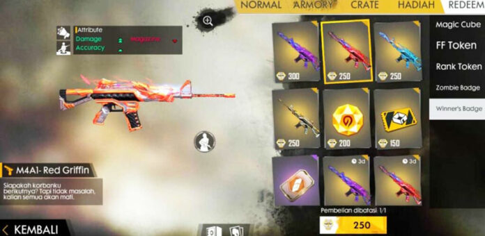 Cara Memasang dan Mengganti Skin M4A1 FF Griffin di Free Fire