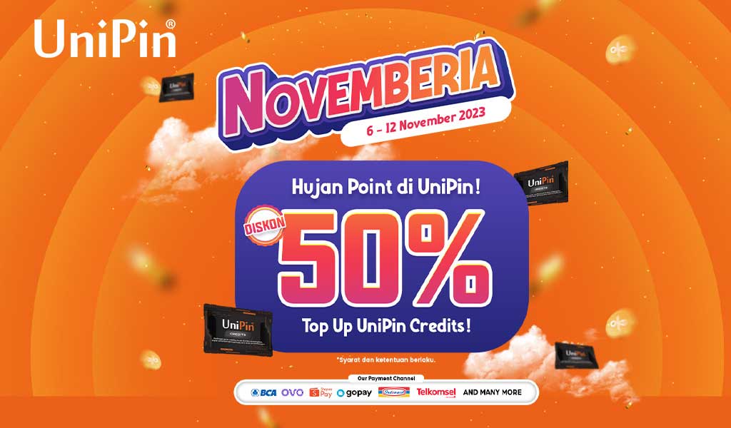 NOVEMBERIA - Hujan Point Di UniPin! Diskon 50% Top Up UniPin Credits ...
