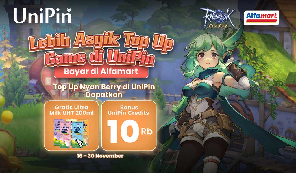 Top Up Nyan Berry dan Bayar di Alfamart, Gratis Ultra Milk UHT + Bonus 10,000 UniPin Credits ...