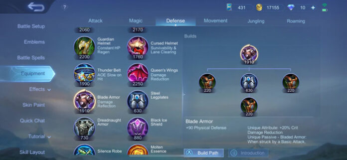 Lengkap! Fungsi Blade Armor di Mobile Legends