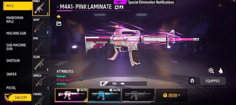 Kumpulan Skin M4A1 FF Tersakit dengan Damage Tinggi