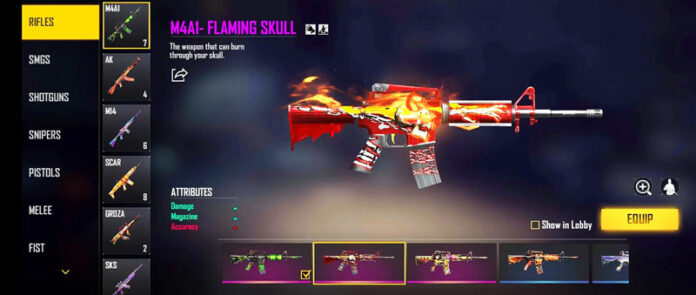 Kumpulan Skin M4A1 FF Tersakit dengan Damage Tinggi