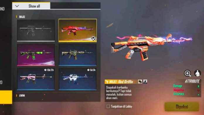 Intip Kelebihan dan Kekurangan Skin Senjata M4A1 Griffin FF
