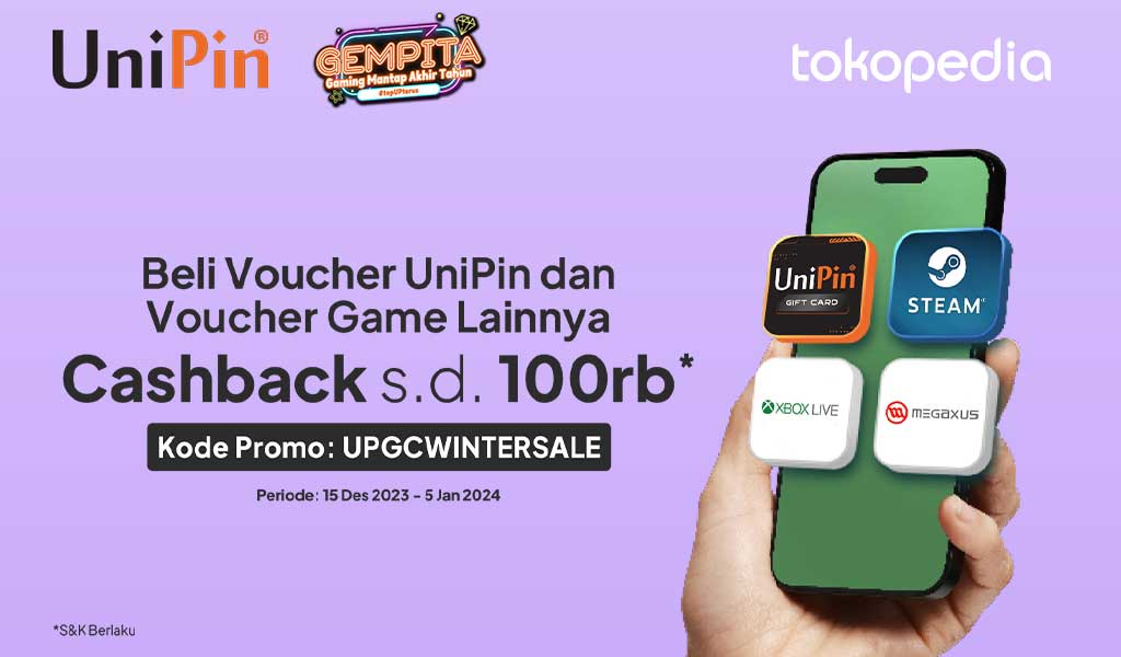 Beli Voucher UniPin di Tokopedia, Cashback Rp100rb & Grand Prize! - UniPin