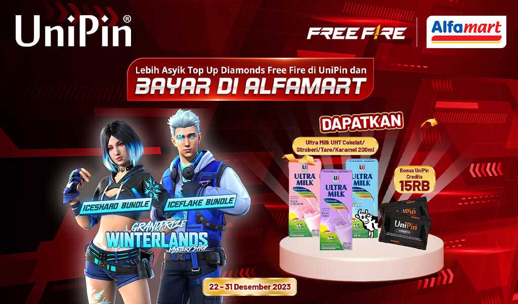Top Up Diamonds FF Gratis Ultra Milk UHT 200ml + UniPin Credits 15rb - UniPin