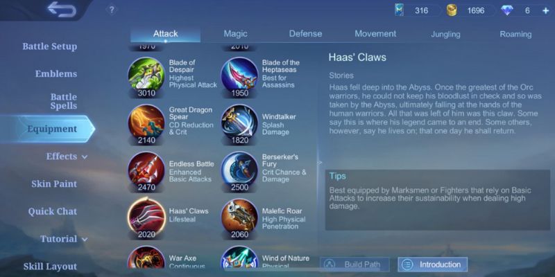 Haas Claw : Item Lifesteal OP Untuk Para Marksman!