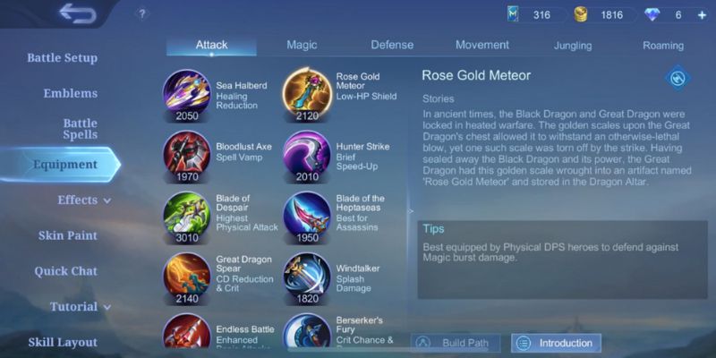 Rose Gold Meteor : Item Attack Sekaligus Defense