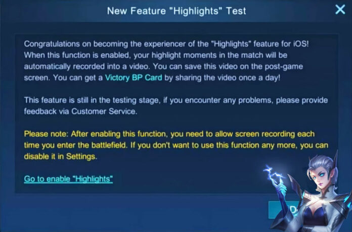 Cara Mengaktifkan Fitur Highlight Mobile Legends