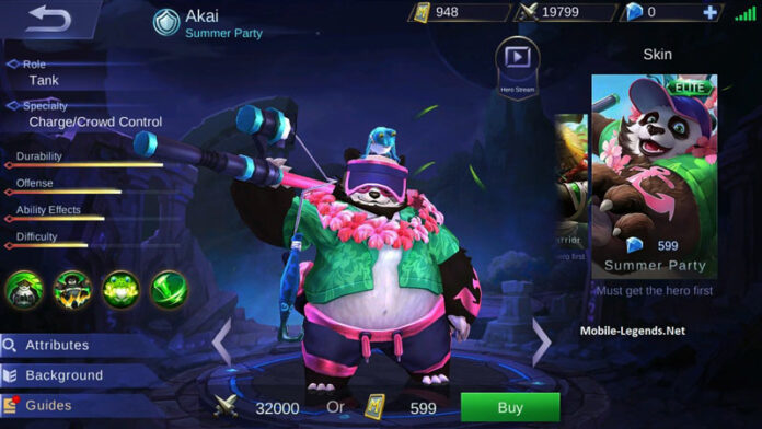 Nama Ulti Hero Akai Mobile Legend dan Jenis Spell