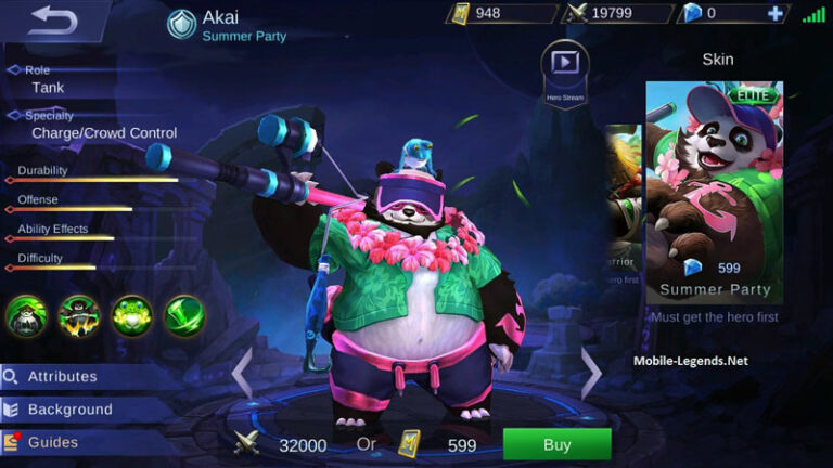 Nama Ulti Hero Akai Mobile Legend dan Jenis Spell