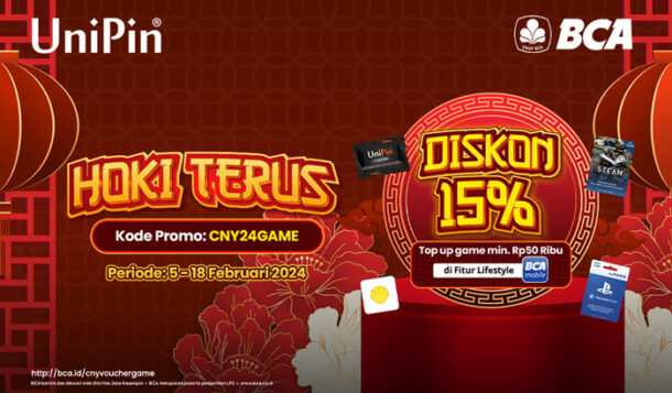 Diskon 15% Top Up Voucher UniPin & Voucher Game Pakai BCA
