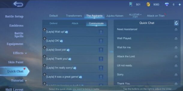 Seluruh Penjelasan Mengenai Quick Chat Mobile Legends (ML)
