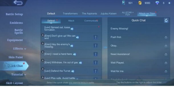Seluruh Penjelasan Mengenai Quick Chat Mobile Legends (ML)