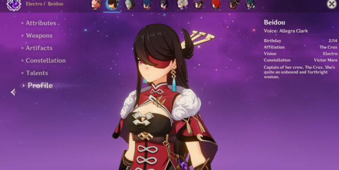 Beidou Genshin Impact Build Senjata dan Tim Terbaiknya