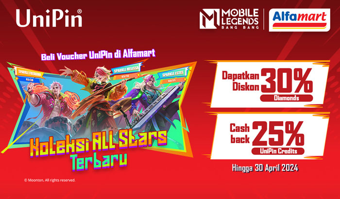 Beli Voucher UniPin di Alfamart, Dapat skin All Stars Terbaru dari ML!