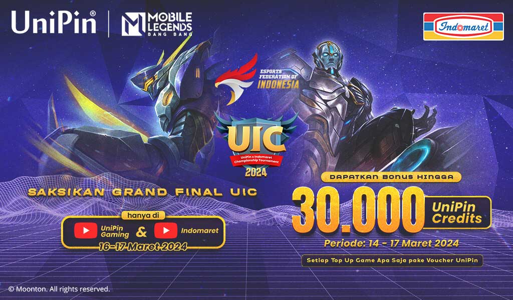 Grand Final UIC 2024, Top Up Game pake Voucher UniPin, Bonus 30rb UC ...
