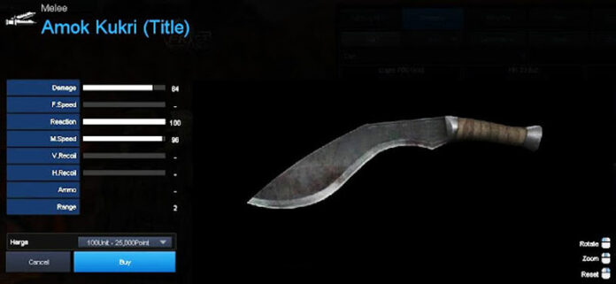 Spesifikasi Amok Kukri PB dan Cara Pakainya
