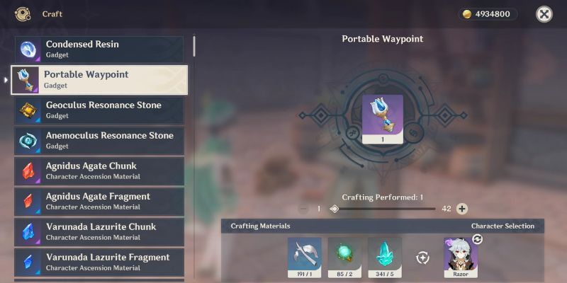 Build dan Cara Membuat Portable Waypoint di Genshin Impact