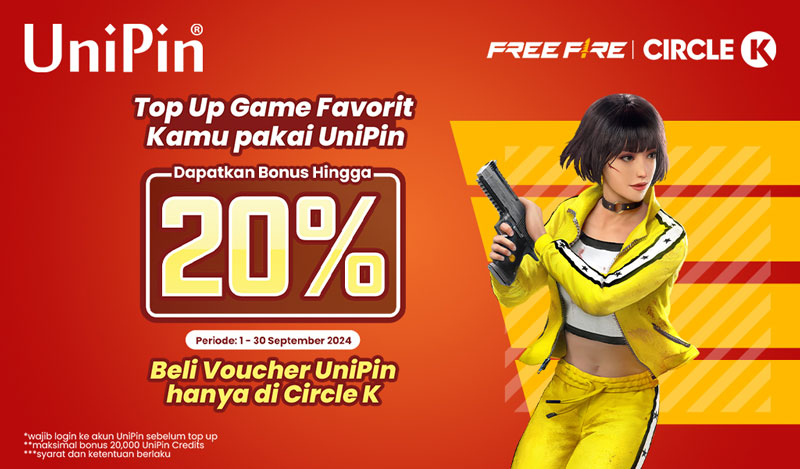 Beli Voucher UniPin di Circle K, Dapatkan Bonus hingga 20%