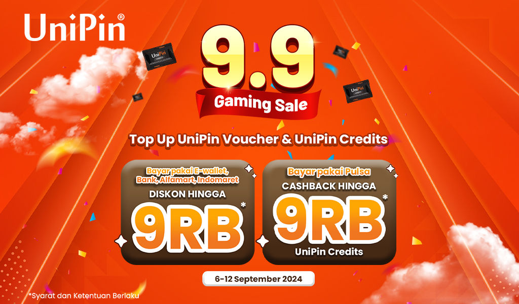 UniPin 9.9 Gaming Sale - Top Up Voucher UniPin dan UniPin Credits Sekarang Juga! - UniPin