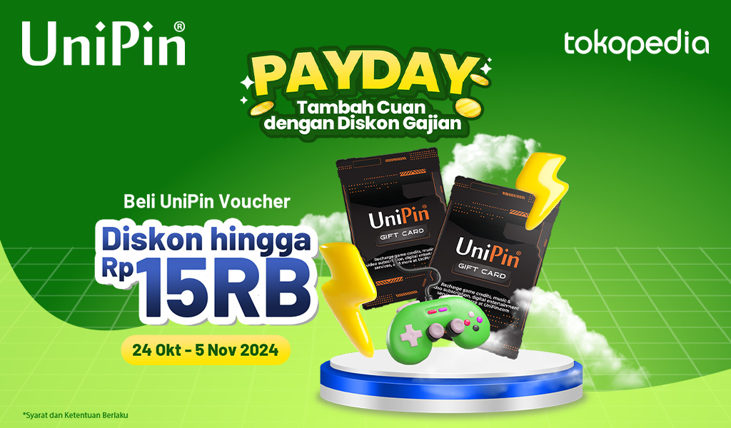 Beli UniPin Voucher Tambah Cuan dengan Diskon Gajian di Tokopedia! - UniPin