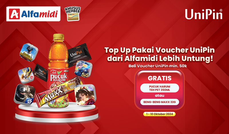 Khusus Member Alfamidi - Beli Voucher UniPin Mulai 50rb Banyak Gratisannya!