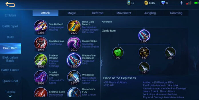 Penjelasan Item Attack Mobile Legend: Kegunaan dan Heronya