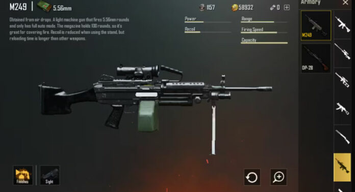 Stock PUBG Terbaik untuk Senjata M249 dan Push Rank