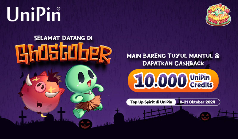 Welcome to Ghostober: Main Game Lokal Tuyul Mantul, Cashback 10rb UC!