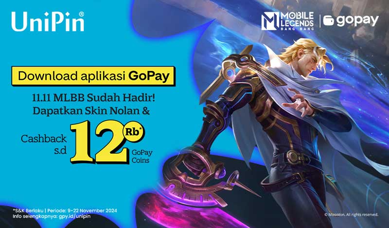 Main Double 11 Draw ML, Rebut Cashback 12Ribu GoPay Coins & Skin Nolan