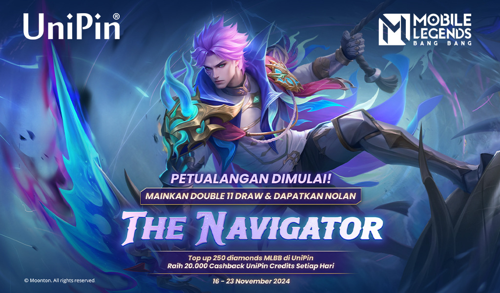 Mainkan Double 11 Draw, Dapatkan Nolan “The Navigator” + Cashback 20.000 UniPin! - UniPin