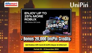 Beli Roblox dan Bayar di Alfamart, Bonus 25% Robux + 20RB UC!
