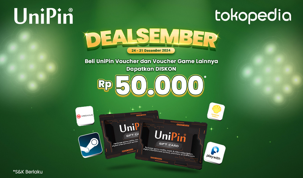 DEALSEMBER! – Waktunya Kejar Diskon Akhir Tahun di Tokopedia! - UniPin DEALSEMBER! – Waktunya Kejar Diskon Akhir Tahun di Tokopedia! - UniPin